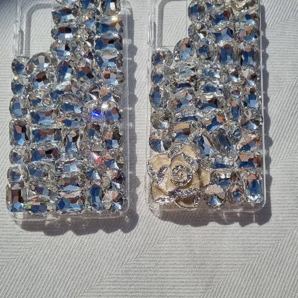 Stunning New Handmade Clear Gem Stone With White Flower Case Cover ...