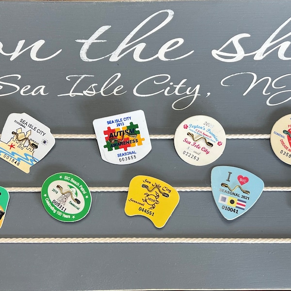 Beach Badge Display With Custom Town, Badge Tag Holder, Collection ...