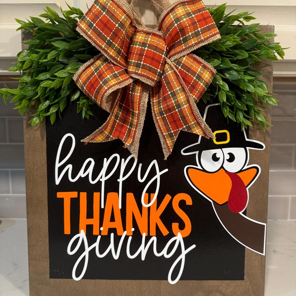 Thanksgiving Front Door Decor | Gobble | Turkey Front Door Wreath ...