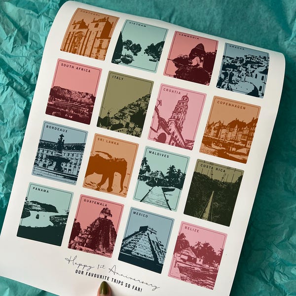 Postage Stamp Personalised Travel Art Print 16 Stamp - Etsy