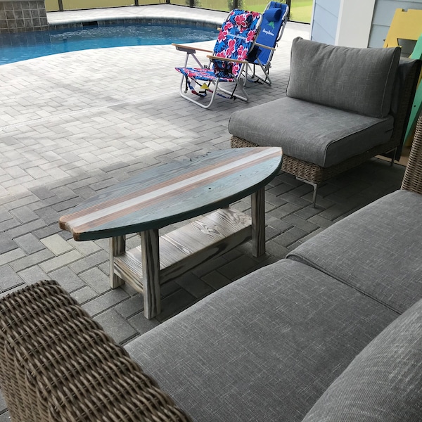4 Foot Surfboard Table With 2 Stools, Bar Height Table, Made in North ...