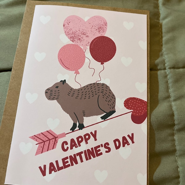 Capybara Valentine's Day Card, Cappy Valentines Day, Funny Valentines ...