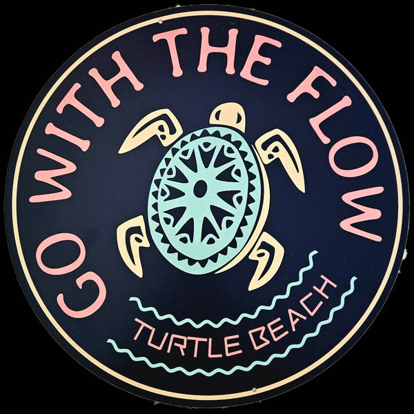 Go With the Flow Sign, Cute Turtle Decor, Turtle Sayings, Hawaii Turtle ...