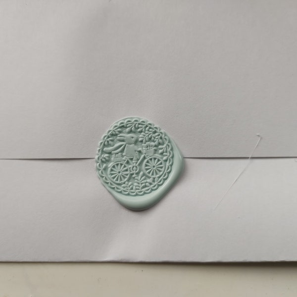 Rabbit Wax Seal Stamp Kit, Garden Bike Bunny Wax Seal Kit, Envelope ...