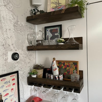 Wood Wine Rack Shelves the Ryan Wall Mounted Shelf & - Etsy