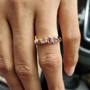 Pink Multi-stone Ombre Ring, Raw Pink Stone Ring, Natural Gemstone ...