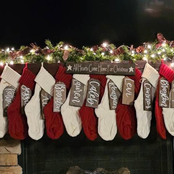 Hand Lettered Personalized Christmas Stocking Tags, Customized Stocking ...