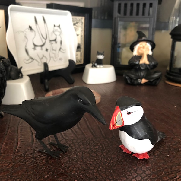 Mini Crow 3.5h Hand Carved Wooden Bird - Etsy Canada