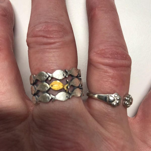 Swimming Against the Current. Sterling Adjustable Ring. School of Fish ...