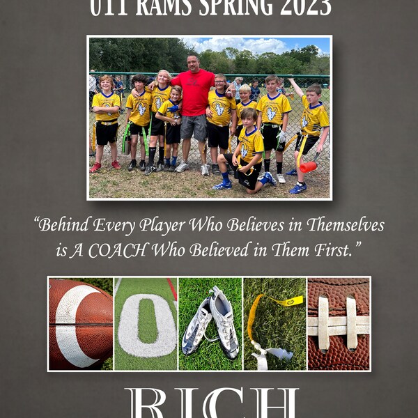 Custom Printable Gift for Football Coach, Team Gift for Football Coach ...