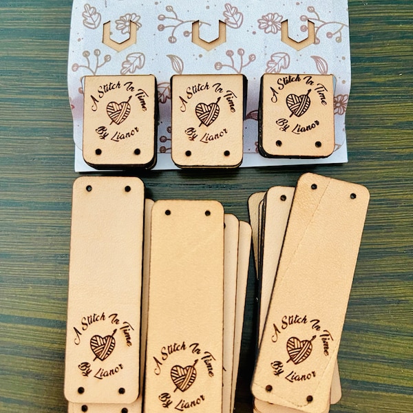 Folding Leather Label Pack - Hand Knitted With Love - O5 - Genuine ...