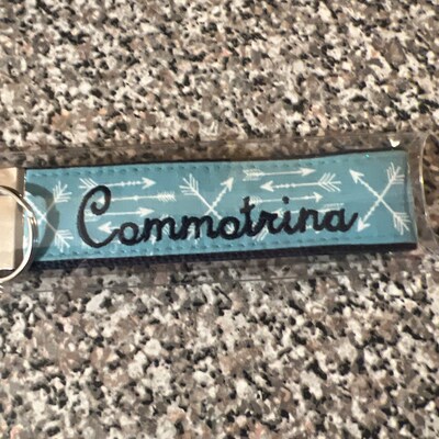 Personalized Arrow Keychain Aqua Blue and Navy Blue Embroidered ...