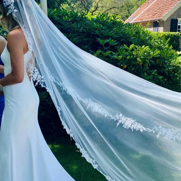 Open Front Removable Train With Horsehair Edging, Detachable Bridal ...