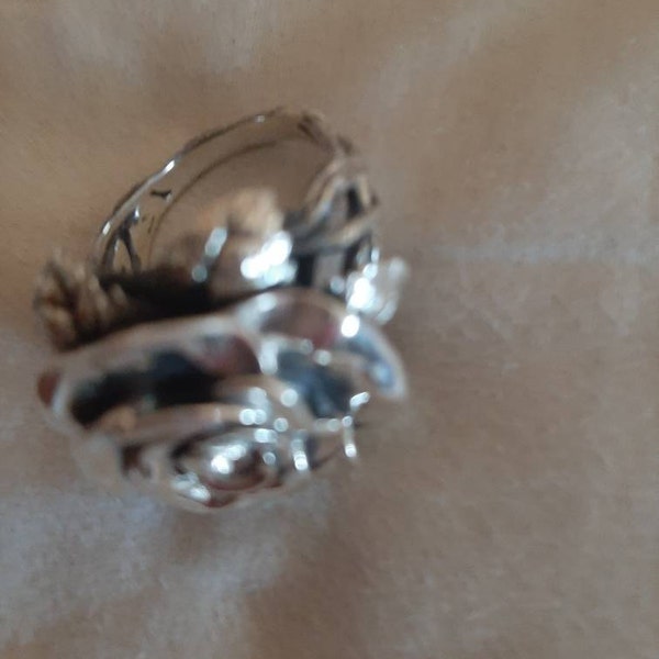 925 Sterling Silver Rose Ring, Rose Diamond Ring, Flower Pattern Ring ...