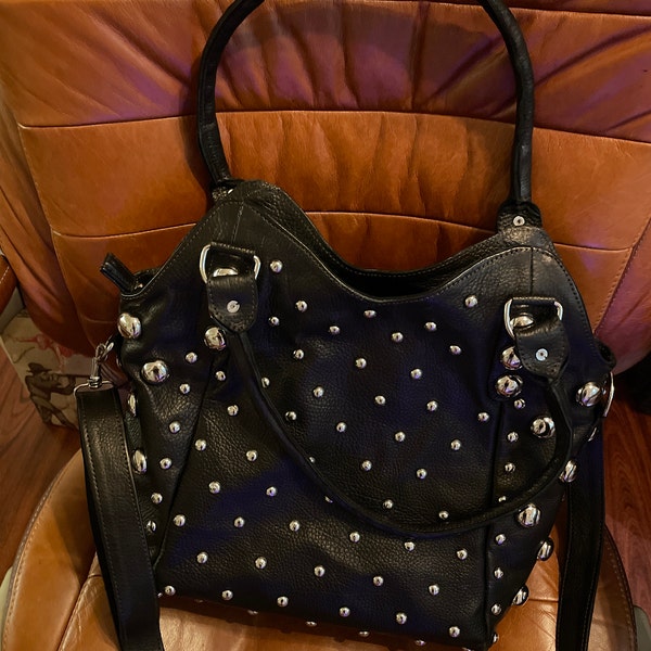 Shoulder Bag With Rivets, Studded Leather Handbag, Luxurious Tote Bag ...