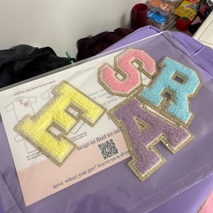 Light Pink Chenille Letter Patches, 3.12 Baby Pink Chenille Letters ...