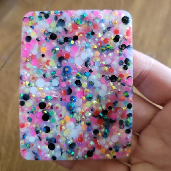 Rainbow Picking Pad Fidget Pick Palette Toy Neon Crystal Pebble Glitter ...