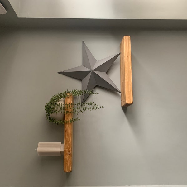 Rustic Wooden Floating Shelf: Sustainable Solid Wood, Handcrafted - Etsy