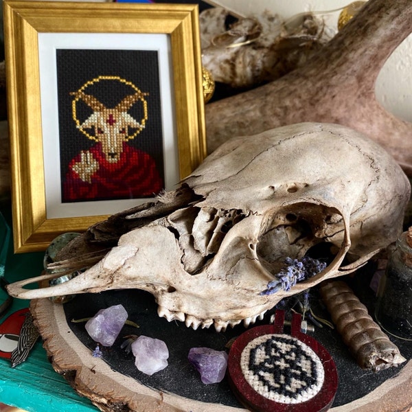 Saintly Goat Satanic Gothic Cross Stitch Pattern - Mini Cross Stitch ...