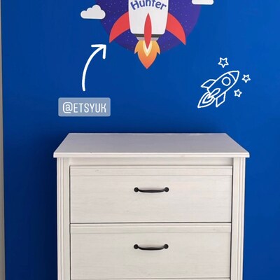 Personalised Name Rocket Space Ship Vinyl Wall Sticker Boys - Etsy