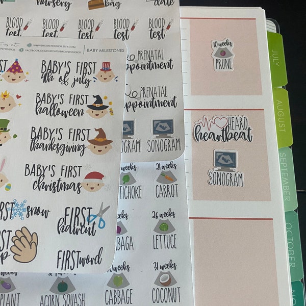 Pregnancy Tracking Sticker Set / Pregnancy Milestone Stickers ...