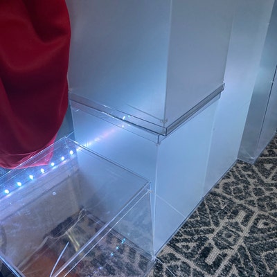 Set of 5 Clear Acrylic Display Boxes, Pedestal Stand Riser, Column ...