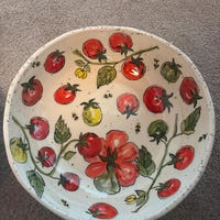 Deep Salad Plate / Hand Painted / Vegetable Bowl / Food Safe / Ceramic ...