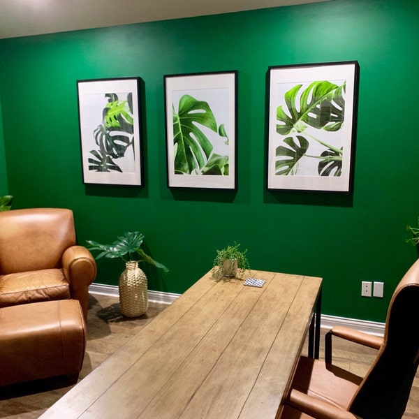 Set of 3 Prints, Monstera Leaf Prints, Greenery Gallery Wall, Tropical ...