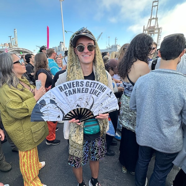 Disco Ball Rave Fan- Rave Fan- Rave Fan Holster- Festival Fan- Bamboo ...