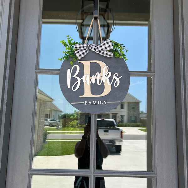 Welcome Wooden Monogram Family Last Name Sign - Custom Hanger ...