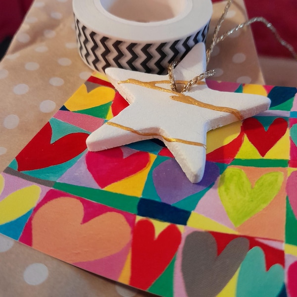 White Clay Stars • Set of 5 0r 10 Rustic Scandi Hanging Christmas Tree ...