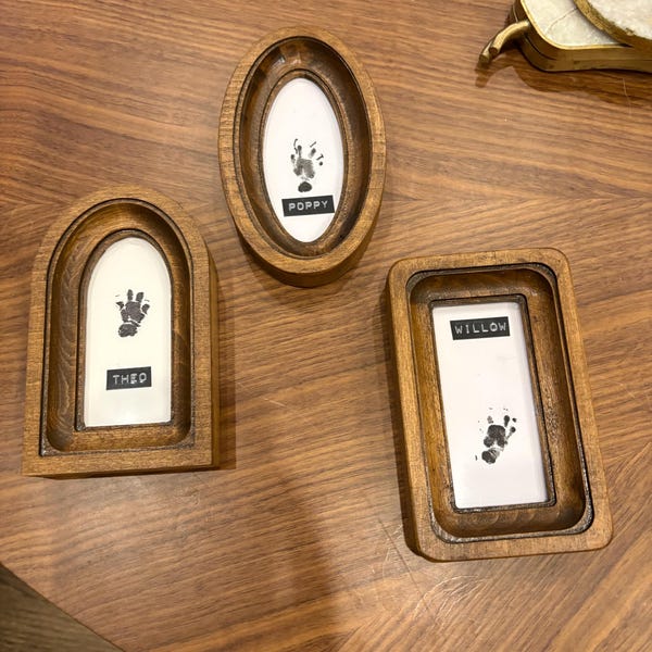 Set of 3 Miniature Wooden Frames 2 X 4" Oval Frame 2 X 4" Arched Frame ...