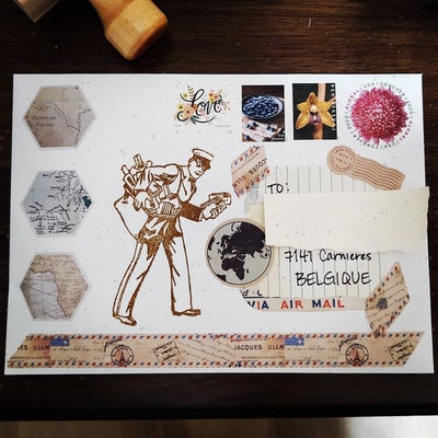 Postman RUBBER STAMP, Mail Delivery Rubber Stamp, Postman Delivering ...