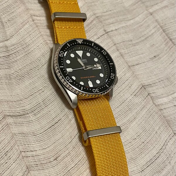 Mustard Yellow Ribbed Nylon Watch Strap, Yellow (20mm & 22mm) - Etsy