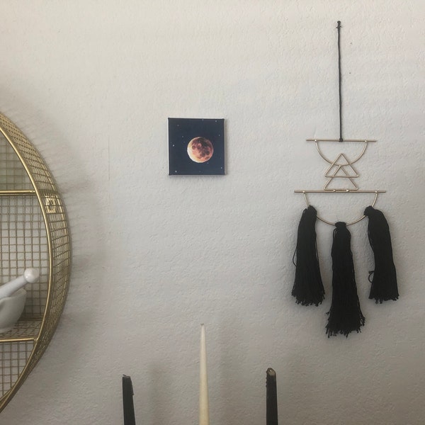Small Moon Print, Canvas Print, Canvas, Tiny Painting, Small Canvas ...