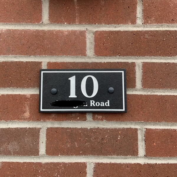 Engraved Slate House Number Plaque. Gold Silver White Personalised ...