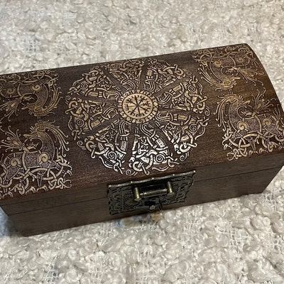 Vegvisir Vintage Celtic Chest Wooden Jewelry Box Rustic Design Box - Etsy