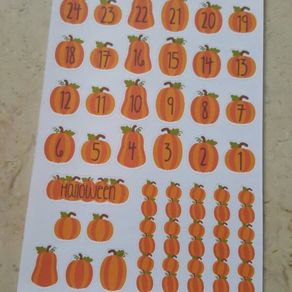 Pumpkin Date Covers Planner Stickers - Halloween Countdown Stickers ...