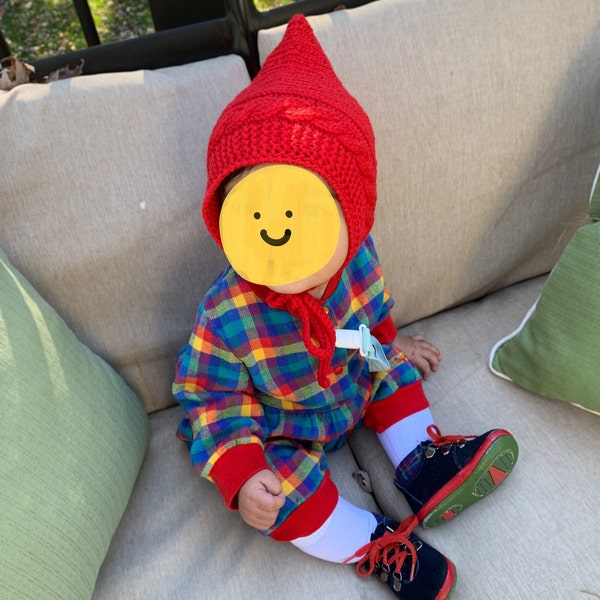 Red Riding Hood Hat. Knitted Pixie Bonnet.baby/toddler/child/teens ...