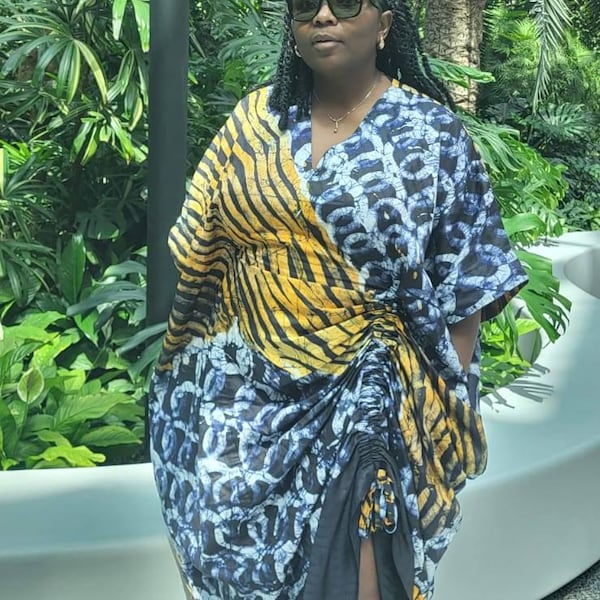 Red African Print Kimono Top: Batwing Sleeve Boho Shrug - Etsy