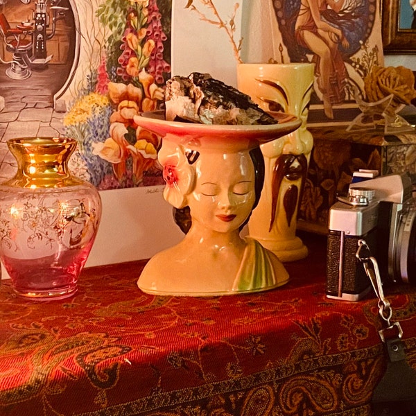 Vintage Lady Head Vase, Near MINT 1960's Lefton's #1343A Japan, Kitsch ...