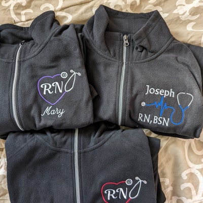 Monogrammed Nurse Full Zippered Fleece Personalized Nurse Fleece Jacket ...