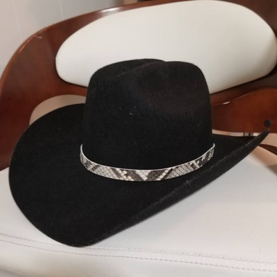 WESTERN HATBAND Black and White Python Snake Skin With Ties - Etsy