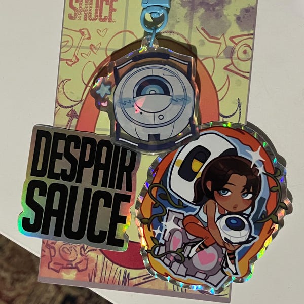 Portal 2 Glados Epoxy Glitter Keychain 2.5" Double Sided - Etsy