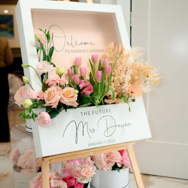 Custom Flower Box Welcome Sign, Personalized Event Welcome Sign ...