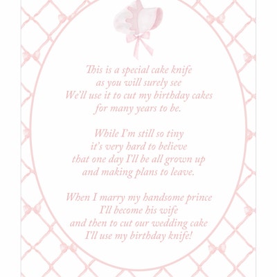 Birthday Cake Knife Poem Instant Download Boys Cake Knife Poem ...