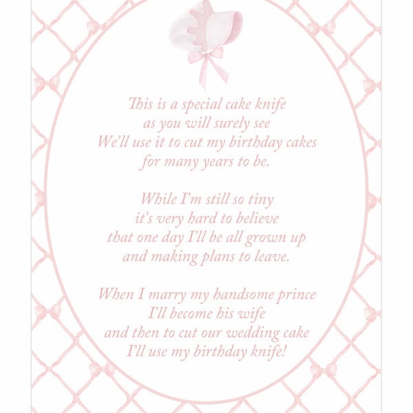 Birthday Cake Knife Poem Instant Download | Printable Cake Knife Poem ...