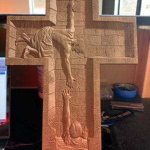 Digital Engraving File jesus Cross Well 3D Illusion File for - Etsy