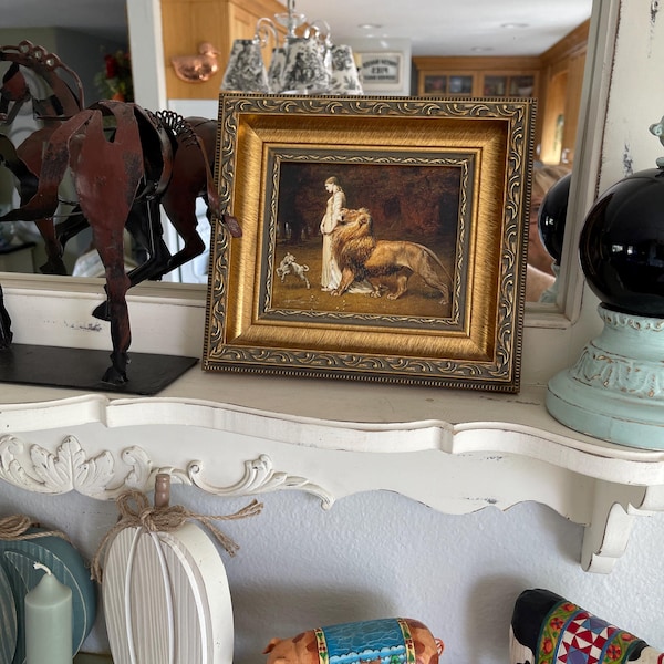 Framed Oval Rabbit Canvas Art Print of Antique Oil Painting Rabbit and ...