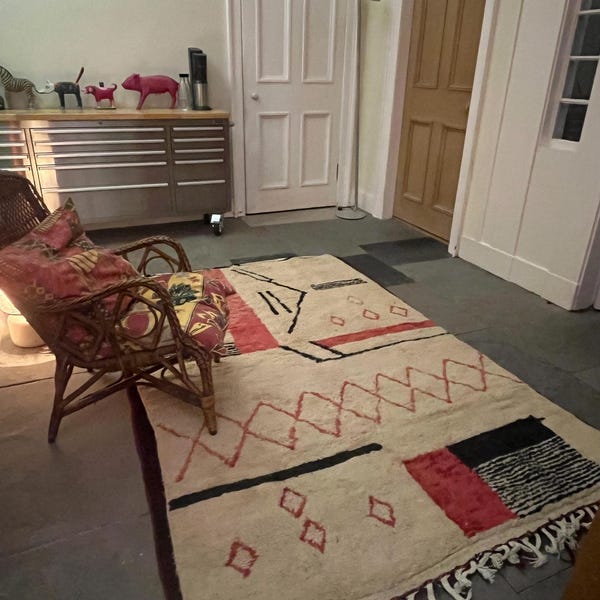 Large Red and White Checkered Rug, Moroccan Berber Checkered Rug ...